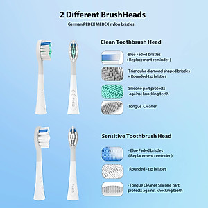 FOSOO Sonic Electric Toothbrushes for Adults, Toothbrushes Electric Rechargeable with 90 Days Battery Life,38000vpm,3 Modes,2 Min Smart Timer,OLED Display,Metal Cover w 3 Colors Optional (Blue)