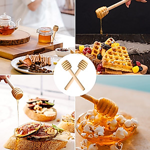YEUIKERR 100 Pack Mini Honey Dipper Stick, 3 Inch Wooden Honey Comb Wand, Mini Wood Honey Stirrer Stick for Honey Jar Dispense Drizzle Honey and Wedding Party