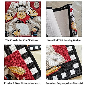 EGOBUY Chef Kitchen Rugs and Mats Washable Non Skid Absorbent Microfiber Kitchen Mats for Floor Anti-Fatigue Kitchen Mat Set of 2 Chef Kitchen Decoration Stain Resistant 15.7''x23.6'' + 15.7''x47.2'