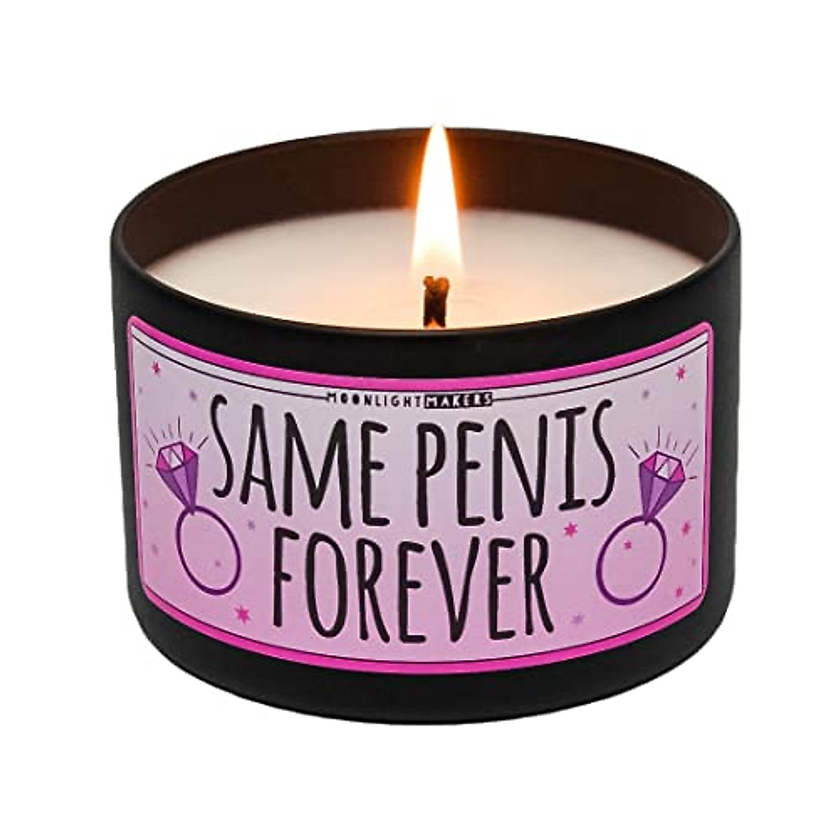 Moonlight Makers Same Penis Forever Candle, Beachwood Scented Handmade Candle, Natural Soy Wax Candle, 25+ Hour Burn Time, 8oz Tin