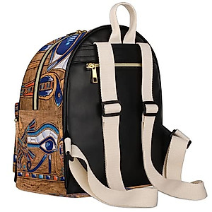 Egypt Pattern Mini Backpack Purse for Women, Egyptian Horus Eye Leather Small Backpack Casual Travel Daypacks Shoulder Bag for Girls Teen