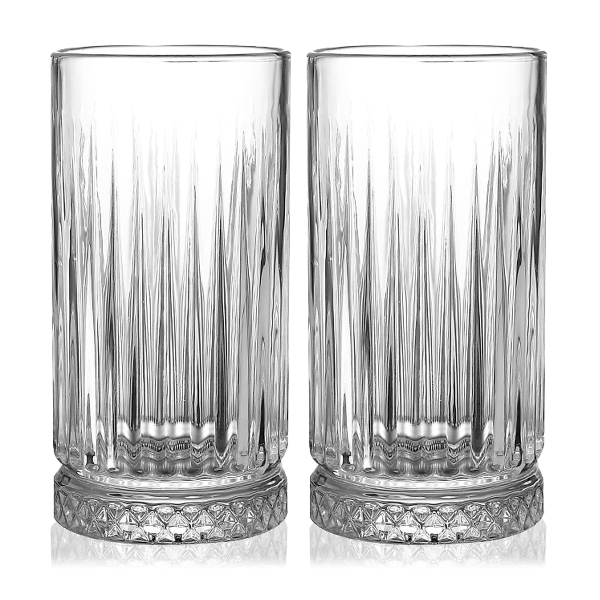 Tall Drinking Glasses Set of 4-16oz Glass Cups for Kitchen - Elegant Highball Glassware for Water, Ice Coffee, Cocktail, Cold Beverage