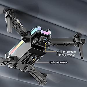 Mini Drone Rc Drones with Camera for Adults, Flying Toys with Color LED Lights, Headless Mode, Daul 4K HD Fpv Camera, 3-level Flight Speed, Drones for Kids 8-12, Rc Plane Helicopters Cool Stuff