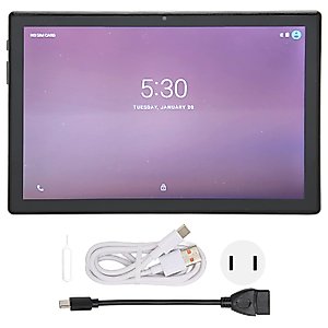 soobu 10 Inch Tablet, 5MP Front 13MP Rear IPS Screen HD Tablet Octa Core Processor 100-240V 6GB 256G Gray for Reading for Android 11 (US Plug)