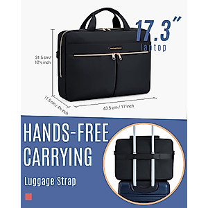 LIGHT FLIGHT 17.3 Inch Laptop Bag, Travel Business Briefcase,Water-Repellent Shoulder Messenger Bag,Large Computer Bag for Men and Women Work Office,Nylon,Black
