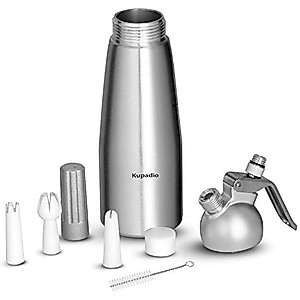 Professional Aluminum Whipped Cream Dispenser Cream Maker 500mL (1 Pint) for Desserts Gourmet Cream Whipper with 3 Decorating Nozzles