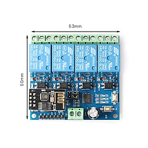 JESSINIE ESP8266 ESP-01 4 Channel 12V WiFi Relay Module 12V IOT Wireless Smart Home Device WiFi Relay Internet of Things ESP-01 Module Board For Phone APP Remote Control