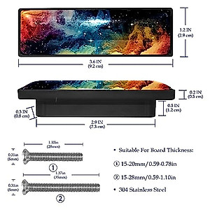 4 Pack 3.6In Double Holes Handles Pulls, Galaxy Planet Print Decorative Kitchen Cabinet Dresser Drawer Closet Cupboard Door Handles Pulls for Home Bedroom Bathroom