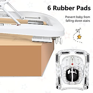 INFANS Foldable Baby Walker, 3 in 1 Toddler Walker Learning-Seated Walk-Behind for Boys and Girls, Adjustable Speed Rear Wheels, Safety Bumper, Detachable Seat Cover, Anti-Rollover (Black)