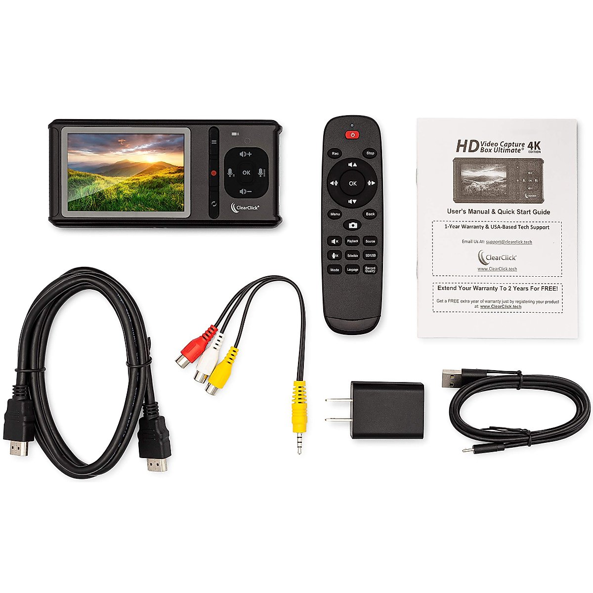 ClearClick HD Video Capture Box Ultimate (4K Edition) - Record and Stream Video from HDMI (Up to 4K30) and AV Video Sources, No Computer Required (Updated)