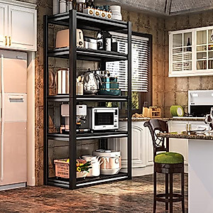 Raybee Storage Shelves 5 Tier Metal Garage Shelving Adjustable Garage Storage Shelves Heavy Duty Shelving Industrial Storage Rack for Garage Pantry Kitchen, 31.5" W x 16.5" D x 72" H Black