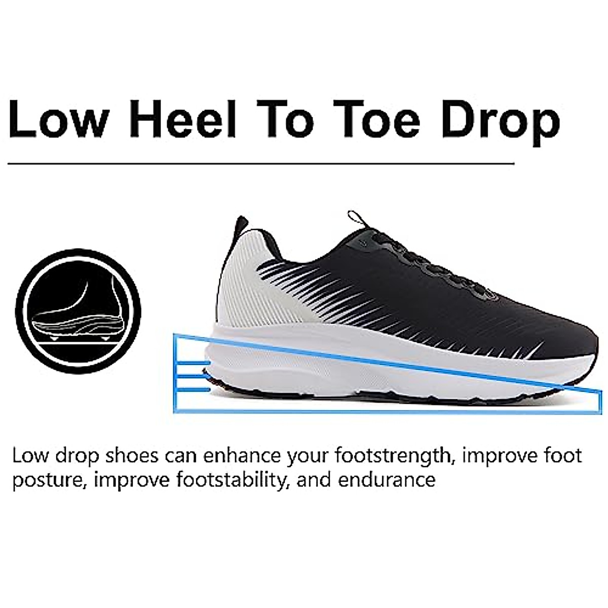 JACKSHIBO Wide Toe Box Shoes for Men Women Extra Wide Width Sneakers Road Running Walking Cloud Shoes Lightweight Breathable Cushioned Athletic Tennis Rubber Outsole Black 10women/8.5men