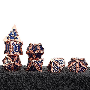 Polyhedral Metal Dice Set,7Pcs Dices D4 D6 D8 D10 D12 D20 Sets,for Board Game,Dungeons and Dragons,DND,Role Playing Games (A02)