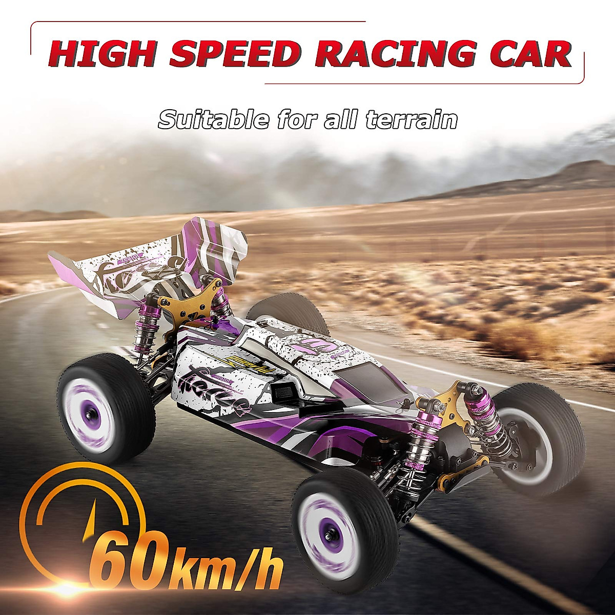 GoolRC WLtoys 124019 RC Car,1/12 Scale 2.4GHz Remote Control Car,4WD 60km/h High Speed Racing Car,Off-Road Buggy Drift Car RTR with Aluminum Alloy Chassis,Zinc Alloy Gear and 2 Batteries