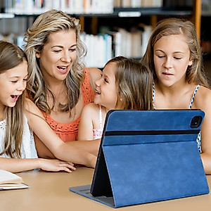 HFcoupe 12.9 inch iPad Case Pro 6th / 5th Generation, iPad Pro Cover with Pencil Holder and Pocket, Multiple Angles Viewing Folio with Auto Sleep/Wake Fits iPad 12.9 Pro 2022/2021, Light Blue