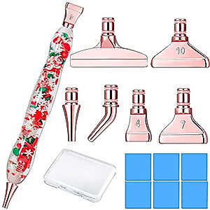 Rose Gold Metal Stainless Steel Tip Resin Diamond Painting Art Club Sticky Drill Dot Pen Stylus Kits Set Accessories Tool with Wax for 5d DIY Diamond Painting Gem Nail Art Christmas