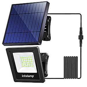 intelamp Solar Powered Lights Outdoor, Solar Flood Lights Outdoor Bright Solar Security Light Dusk to Dawn Auto On/Off IP65 Waterproof for Wall Porch Balcony Yard Garage Barn Garden Pathway Doorway