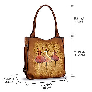 Genuine Leather Shoulder Bag Purse for Women Retro Top Handle Bags Handmade Vintage Crossbody Tote Handbags Purse Cowhide Satchels Hobo Bag (BrownPattern)