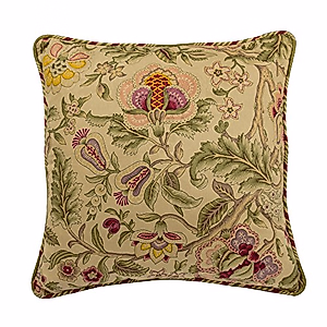 Waverly Imperial Dress Modern Floral Square Decorative Throw Pillow, 18" x 18", Antique