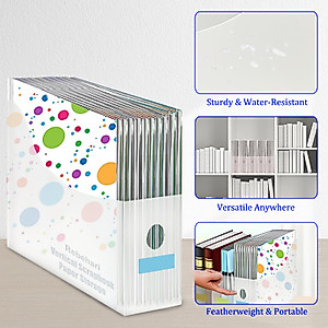 Rebehari 12"x12" Paper Storage Organizer, Vertical Scrapbook Paper Storage with 12 Pcs Sticky Index Tabs, 6 Pcs Foldable Scrapbook Paper Storage Organizer for Files, Cardstock, Magazines, Documents