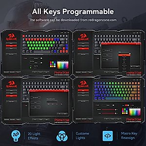 Mechanical Keyboard, Full RGB 75% Gaming Keyboard with Red Switches, Macro Editor Wired Keyboard 84 Keys for Windows Mac PC Laptop Tablet, K629-RGB