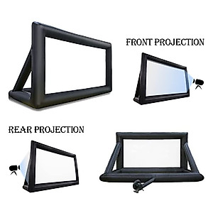 WGIA 26ft Outdoor Inflatable Movie Screen, Blow Up Projector Screen with Air Blower, Tie-Downs, Repair Kit & Storage Bags, Support Front & Rear Projection Best for Movie Nights Backyards Pool Party