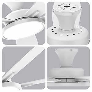 TALOYA 52 inch Ceiling Fans with Lights,Remote Control Multifunctional Quiet Fan with Three Color Temperature and Dimmable Light with Reversible Blades White
