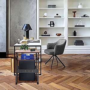 3 Tier Computer Tower Stand Adjustable, PC Tower Stand for Carpet, Height Adjustable Printer Stand with Storage, PC Computer Tower Carts with Wheels, Large Tall Gaming Computer Tower CPU Stand Wood