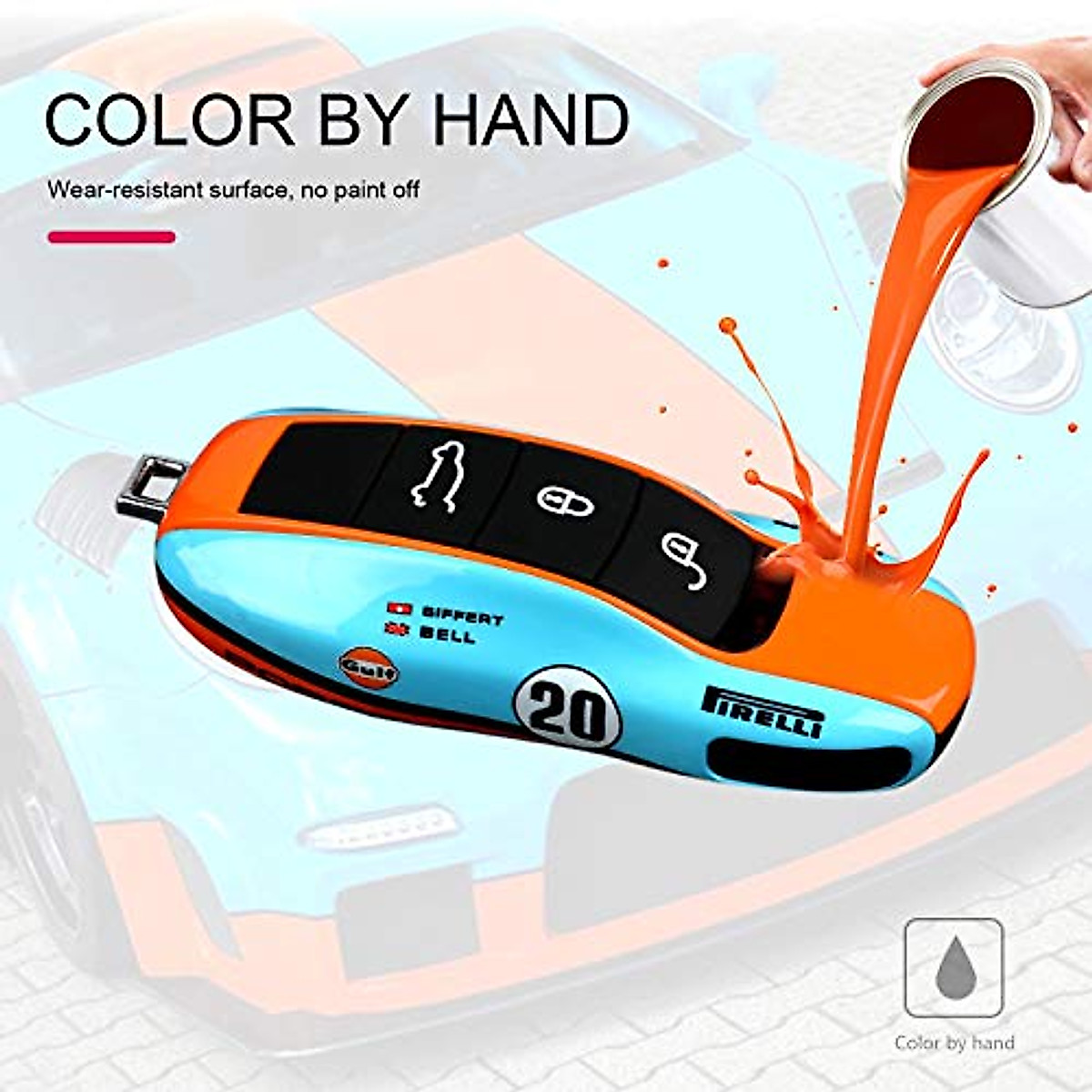 Key Fob Shell Cover for Porsche 911 Cayenne Panamera Macan,Painted Key Case Accessories for Porsche Key Fob Shell Case Keyless (Blue Key Cover)…