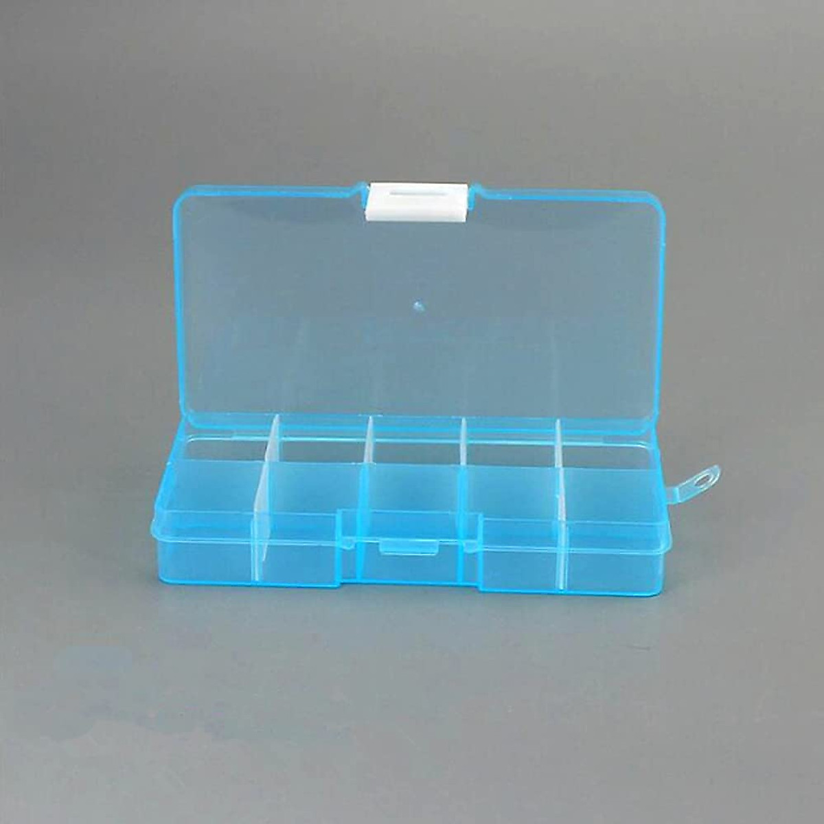 10 Grids Fishing Lure Storage Box, Plastic Storage Box Transparent Fishing Tackle Box, Square Storage Case Fish Hook Lure Box(Transparent Pink Buckle)