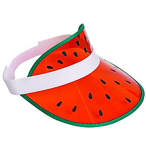 Sun Visor Hat UV Sports Watermelon Pattern Cap Tennis Golf UPF Visors Headwear for Men Women Outdoor Summer Travel Red