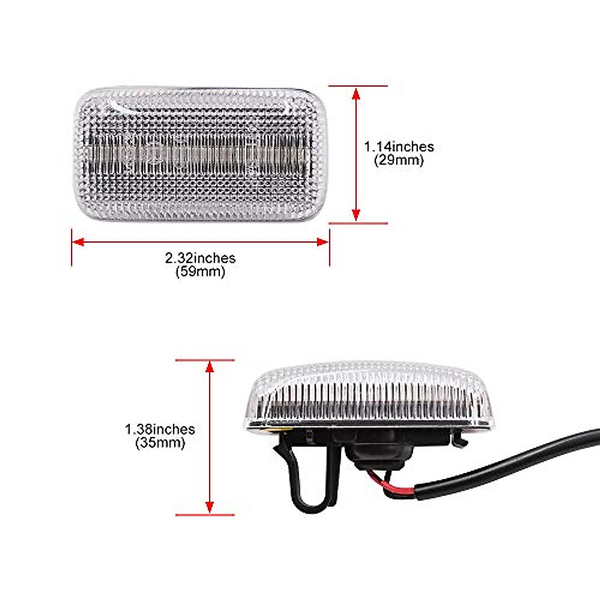 NSLUMO LED Side Marker Lights for Chevy Silverado GMC Sierra 3500 2015 2016 2017 2018 2019 2020 Clear Lens Amber Red Rear Bed Fender Side Markers Replace OEM Sidemarker Lamps