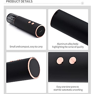 Rechargeable Electric Wine Bottle Opener, Automatic Corkscrew Remover, Gift Kit for Wine Lover, with Free Foil Cutter, LED Power Indicator, Charging Cable Included