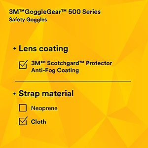 3M GoggleGear 500 Series GG501SGAF, Clear Scotchgard Anti-fog lens