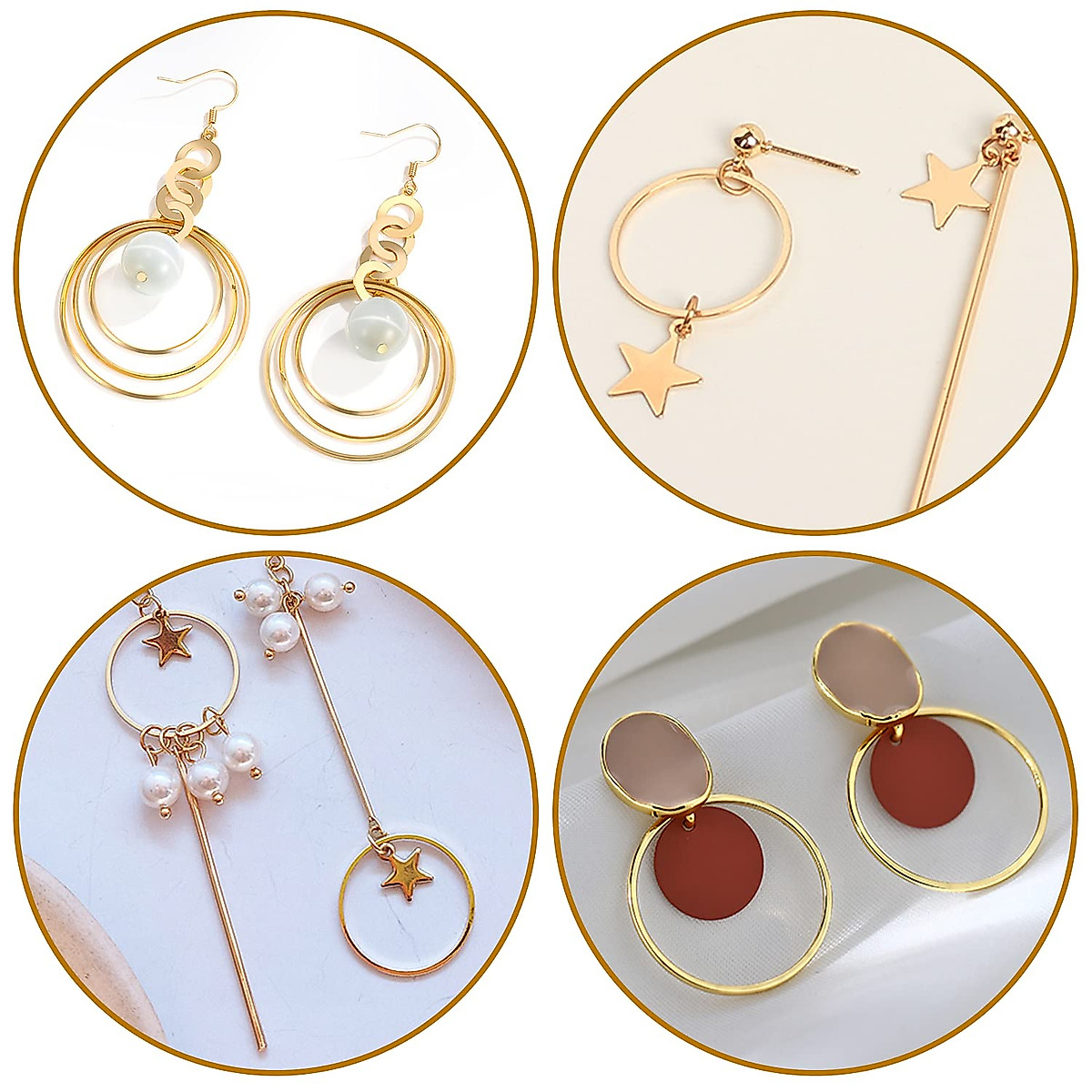 Earrings Beading Hoop for Jewelry Making, FANMAOUS Earrings Findings Hoops Earring Charms Open Bezel Pendant Frame for DIY Craft,Earring Necklace,Crafts Supplies (60 pcs (Round/Square/Hexagon))