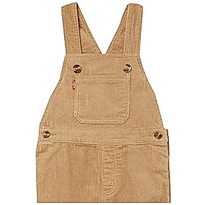 Levi's Baby Boys' Graphic T-Shirt and Overalls 2-Piece Outfit Set, Harvest Gold/Plaid, 4T