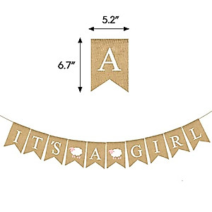 Lamb Baby Shower Decorations, It's A Girl Burlap Banner,Baby Sheep Themed Baby Shower Party, Little Lamb Décor Party Supplies