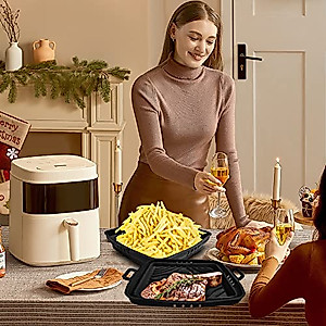 Air Fryer Silicone Liners 8.7 inch, YINGRACE 2Pcs Square Air Fryer Accessories Foldable Air Fryer Pot Bowl Reusable Air Fryer Basket Liner for COSORI Instant Pot Ninja Ultrean 5.8QT-8.5QT Air Fryers