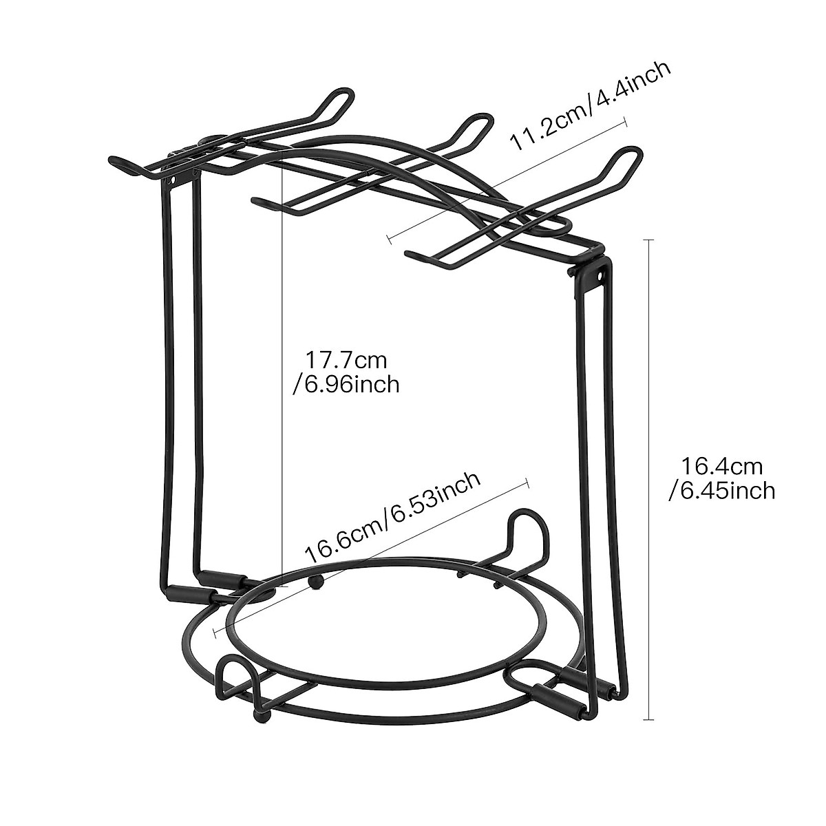 CHILDIKE Coffee Cup Rack, Tea Cup Holder Stand Dishes Organizer, Teacup Display Stand, Iron Tea Set Basket Holder Cup Drying Rack for Counter (Black)