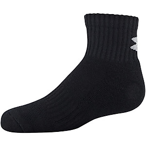 Under Armour Youth Training Cotton Quarter Socks, Multipairs , Black (6-Pairs) , Small