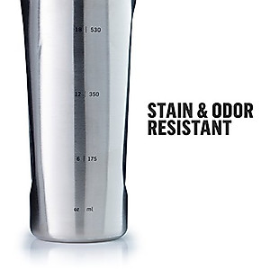 BlenderBottle Radian Shaker Cup Insulated Stainless Steel Water Bottle with Wire Whisk, 26-Ounce, Matte Arctic Blue