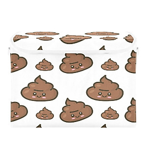 DIGTIA Cute Poop Storage Bins with Lids Funny Foldable Storage Basket with Handles Collapsible Large Fabric Organizer Containers for Clothes Shelves Closet Office Home Bedroom