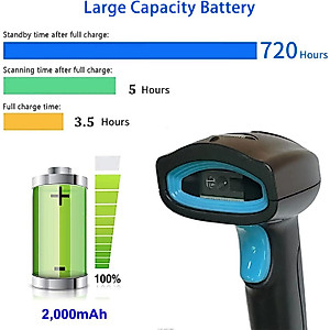 Wireless Bluetooth Barcode Scanner Automatic 2D QR Code Scanner Wireless for POS System, 1D PDF417 Screen Scanning Barcode Reader for Warehouse Inventory,Supermarket,Retail Shop