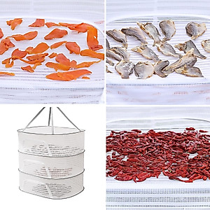 HCHMAO Herb Drying Rack 3 Layer Hanging Mesh Net Clothes Drying Racks Foldable Hanging Mesh Dryer for Buds, Fruits, Hydroponics Flowers, Vegetables, Fish, or Clothes, Doll