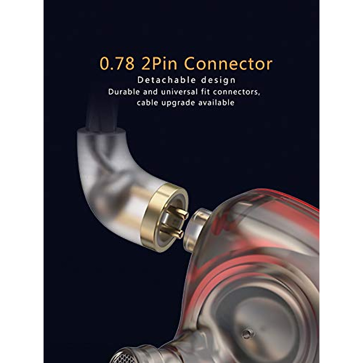 Better Whizzer OM1 in Ear Headphones, Noise-Isolating in Ear Monitors,Hi-Fidelity Stage Earphones,Wired Headset Tri-Frequency Alignment with 2 Pin Detachable Cable Natural Sound Earbuds