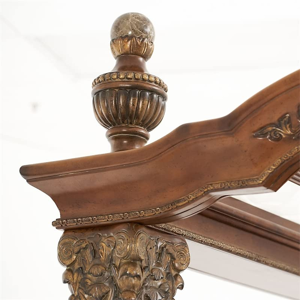 Michael Amini Villa Valencia Cal. King Wood Canopy Bed - Classic Chestnut