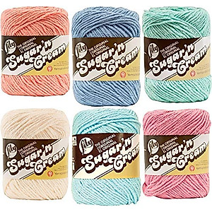 Lily Sugar n' Cream Variety Assortment 6 Pack Bundle 100% Cotton Medium 4 Worsted with 4 Patterns (Asst 62)