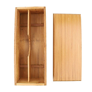 AUNMAS Utensil Holder With Divider and Clear Lid Drawer Flatware Organizer, 10.6×4.3×2.5inch, Japanese Chopsticks Box, Bamboo
