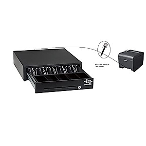 EOM-POS Cash Register Money Drawer. Compatible with Square [Receipt Printer Required]. Includes Built in Cable to Connect to Receipt Printer. (Printer Driven)