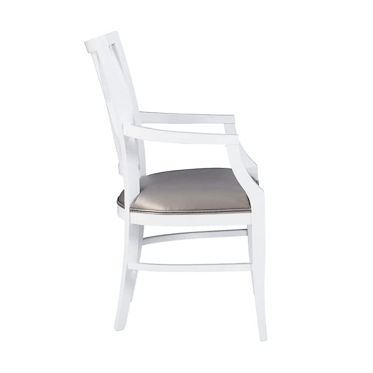 Pemberly Row Mid Century Wood Dining Arm Chair in White